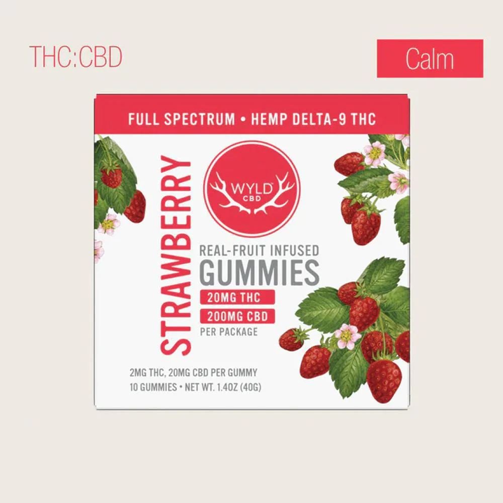 WYLD - Calm - Low Dose Strawberry - CBD:THC Gummies | The Funky Monkey